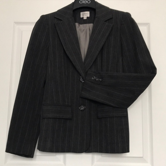 cleo | Jackets & Coats | 34 Cleo Grey Pinstripe Blazer 2 Button 2 ...